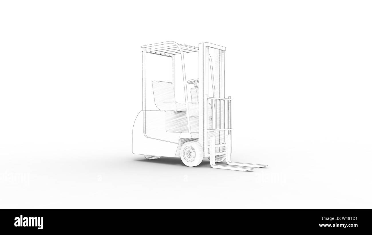 3d rendering of a industrial fork lift isolated in white ...