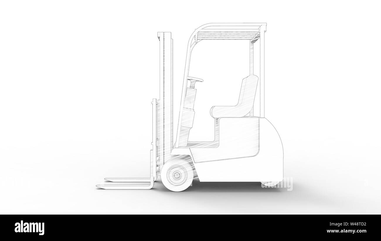 3d rendering of a industrial fork lift isolated in white ...