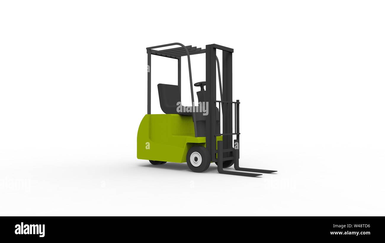 3d rendering of a industrial fork lift isolated in white ...