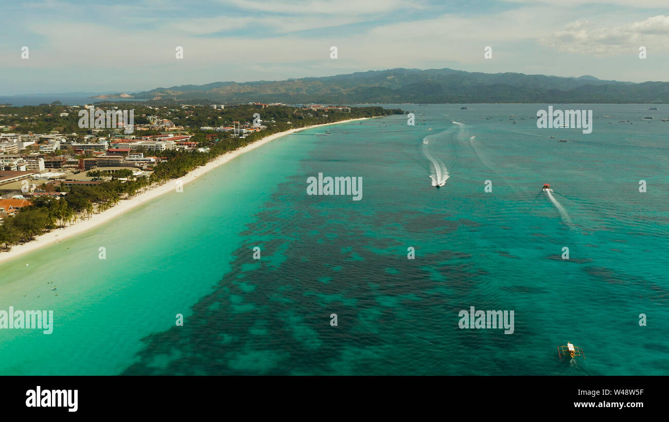 Tropical lagoon with turquoise water and white sand beach Boracay ...