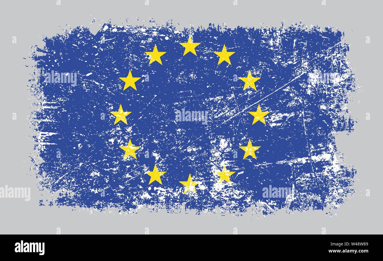 Vector illustration of grunge old distressed European Union EU flag ...