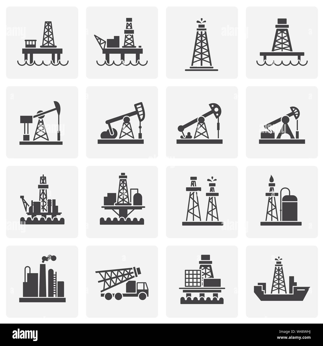 Oil rig related icons set on background for graphic and web design ...