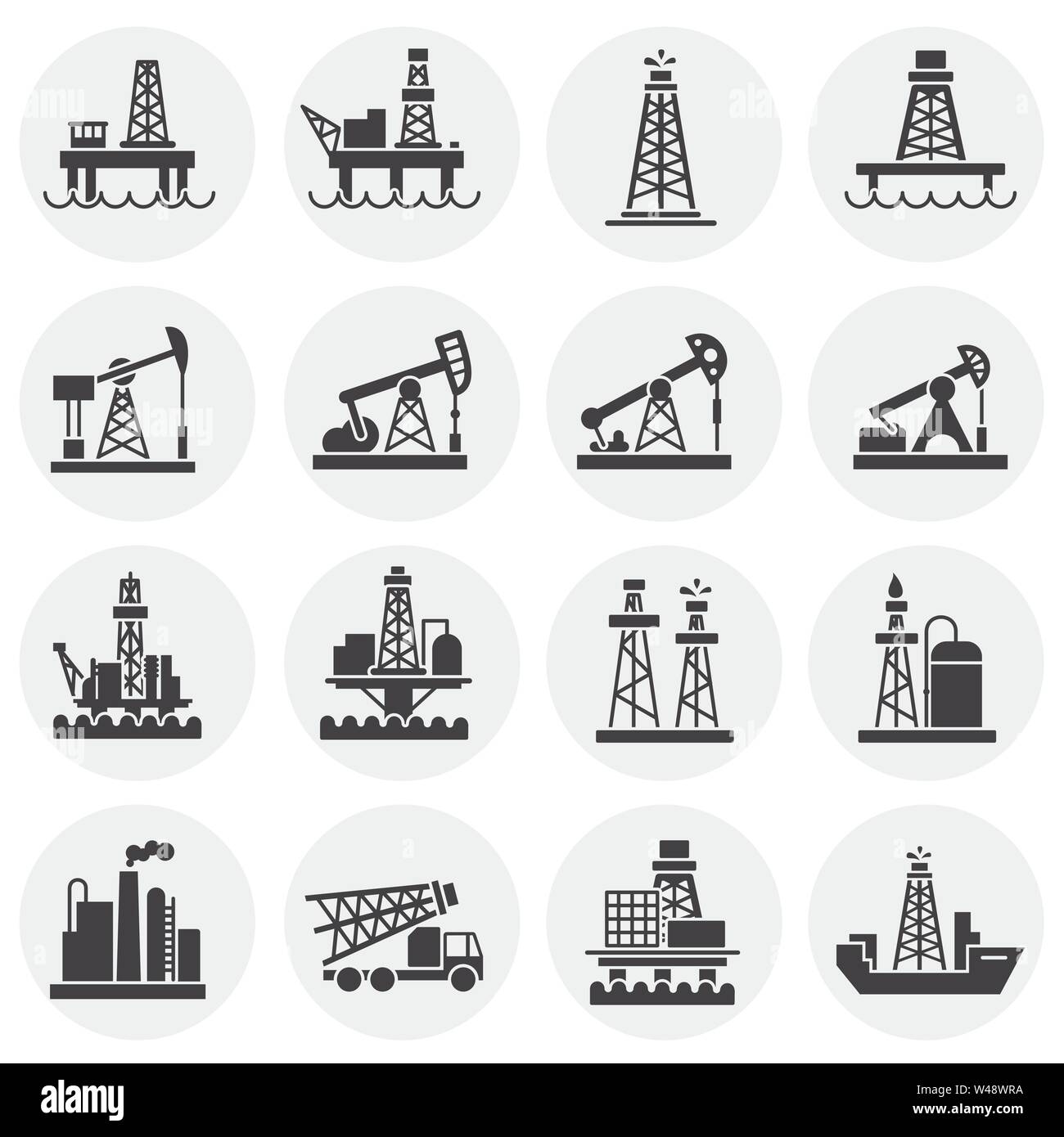 Oil rig related icons set on background for graphic and web design ...
