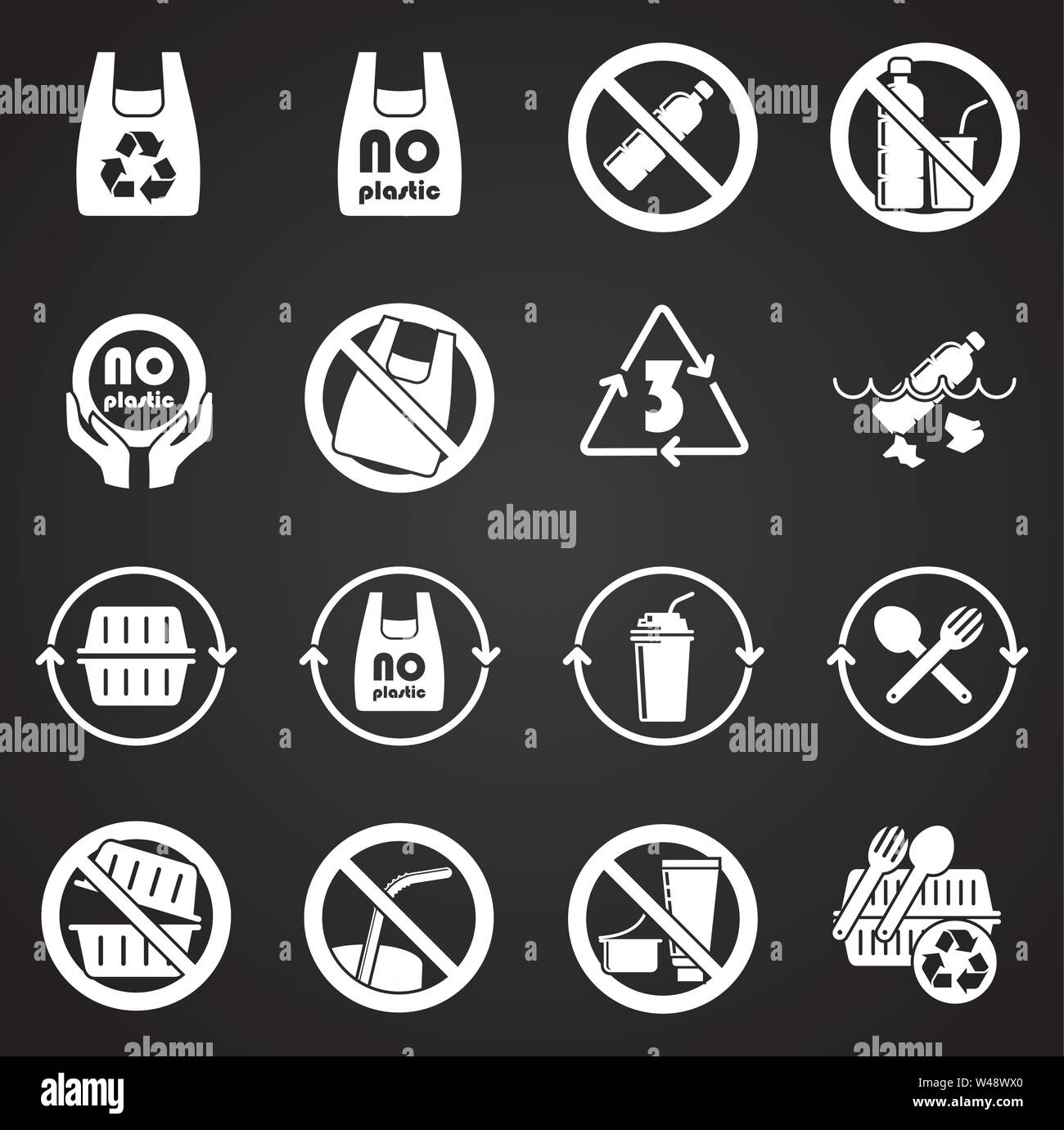 Plastic related icons set on background for graphic and web design ...