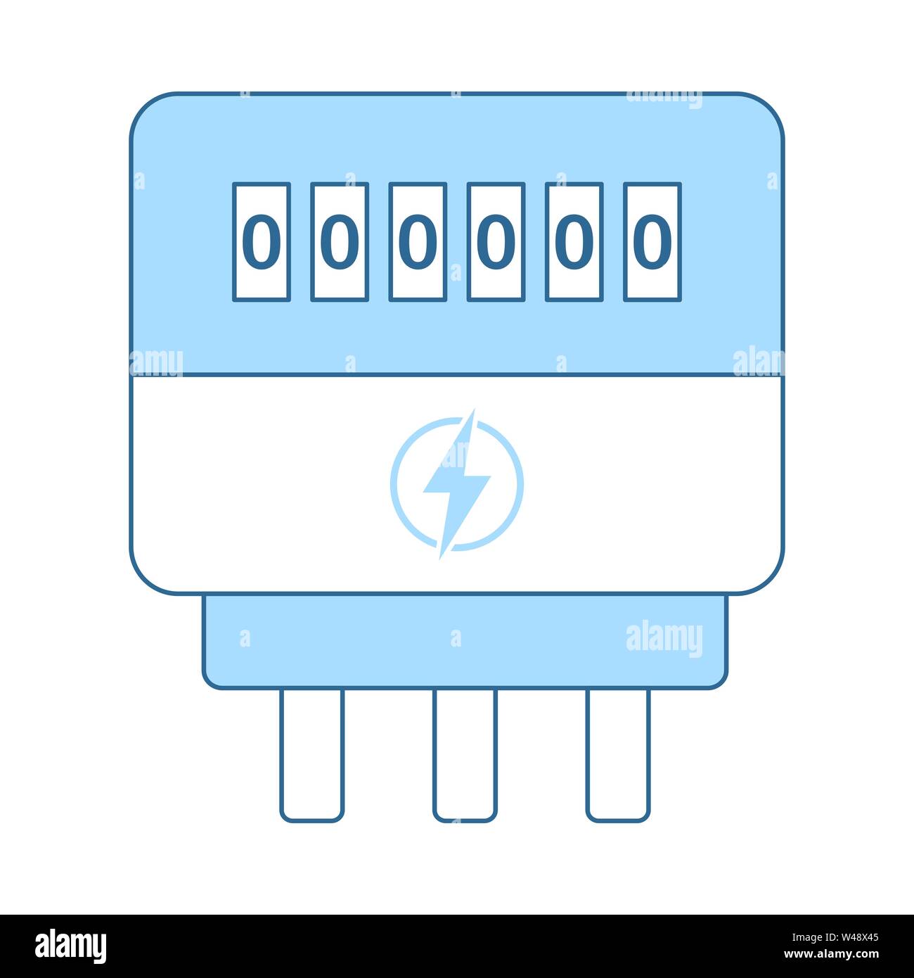 Electric Meter Icon. Thin Line With Blue Fill Design. Vector ...