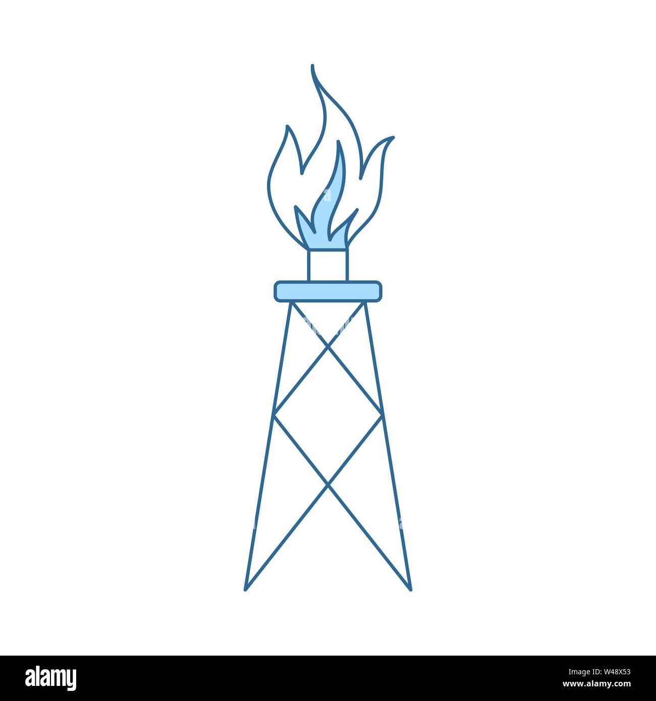 Gas Tower Icon. Thin Line With Blue Fill Design. Vector Illustration ...