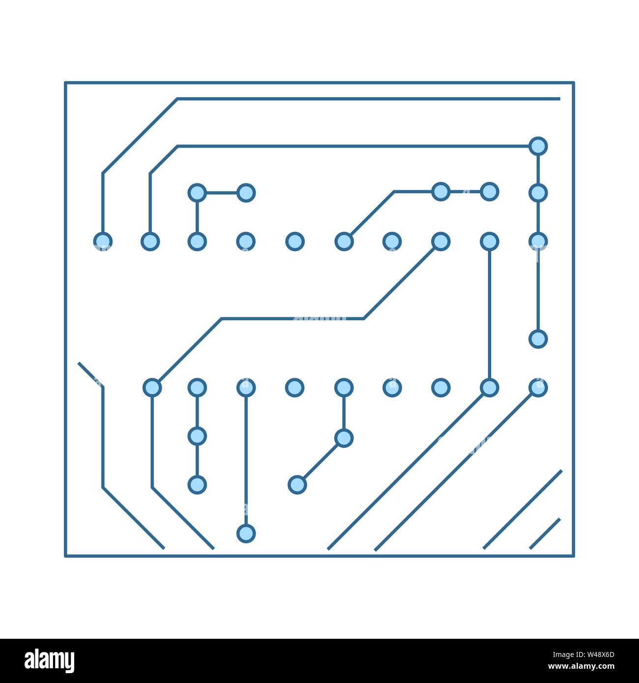 Circuit Board Icon. Thin Line With Blue Fill Design. Vector ...