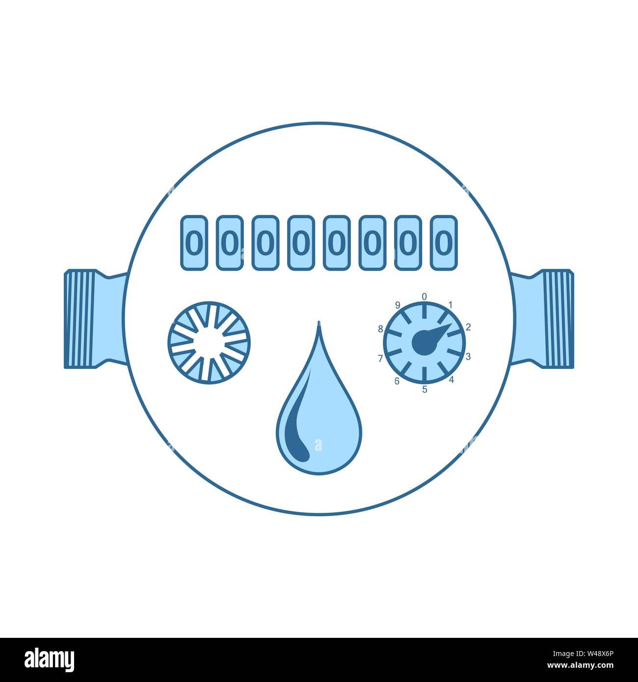 Water Meter Icon. Thin Line With Blue Fill Design. Vector Illustration ...