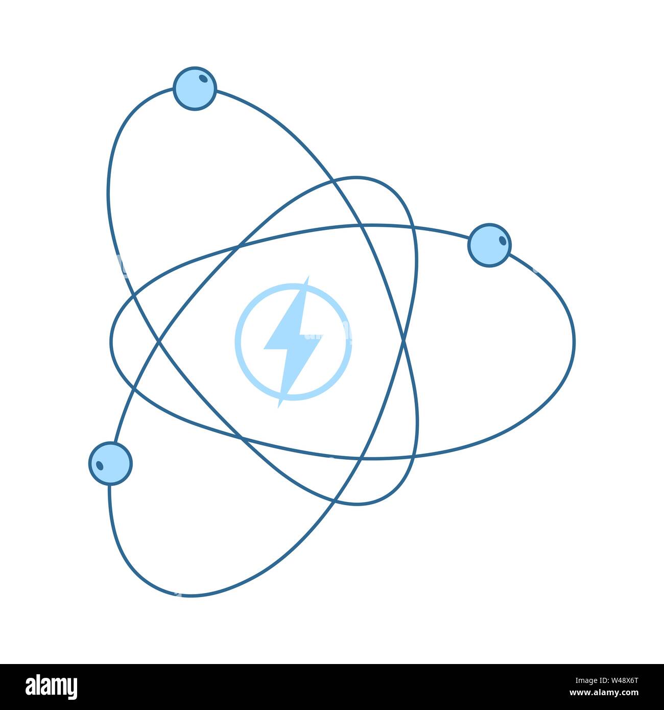 Atom Energy Icon. Thin Line With Blue Fill Design. Vector Illustration ...