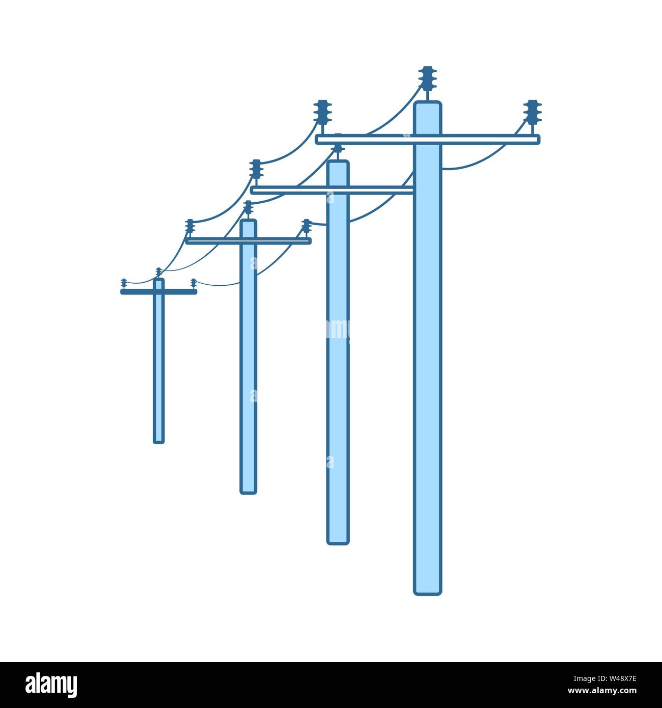High Voltage Line Icon. Thin Line With Blue Fill Design. Vector ...