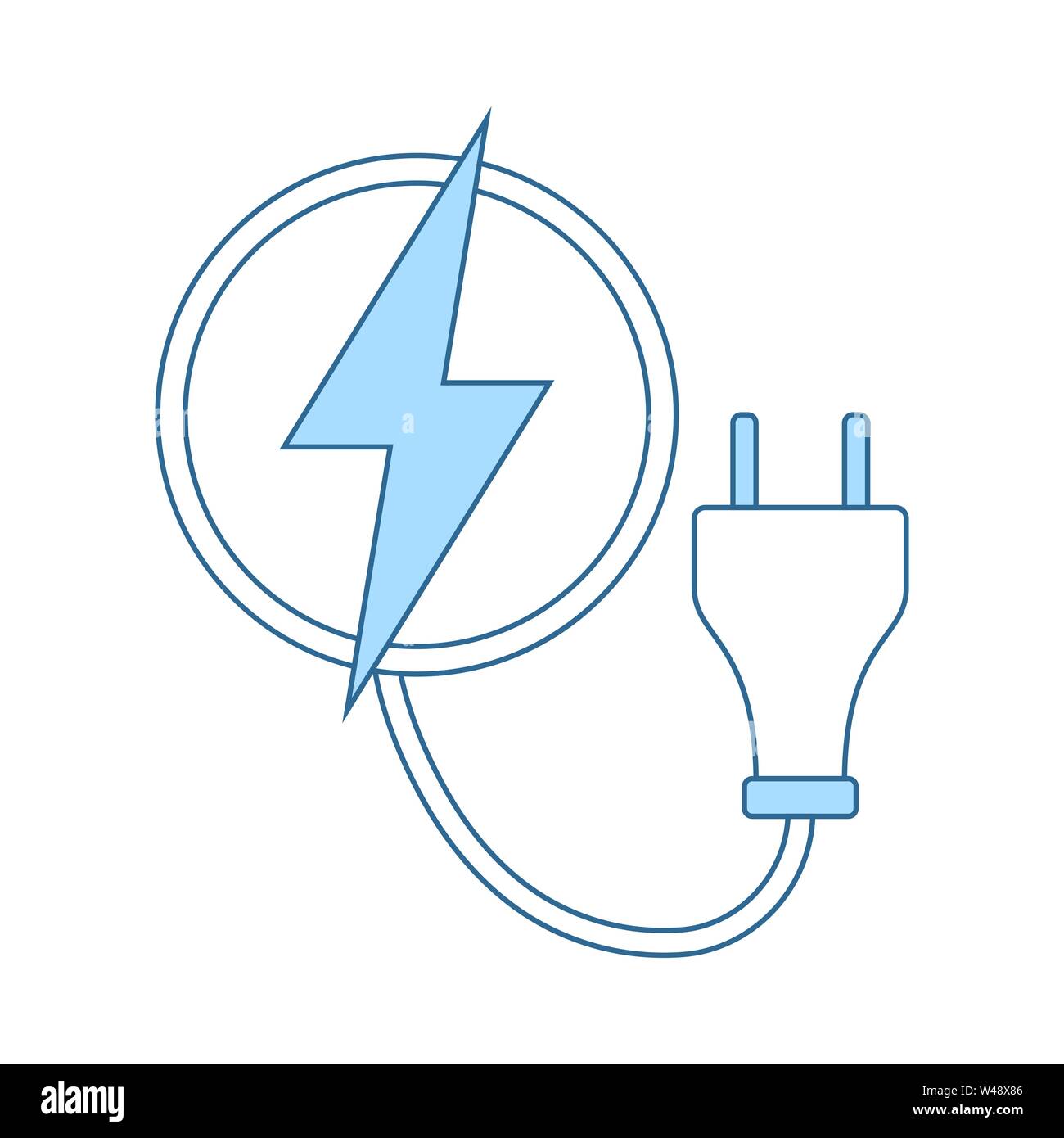 Electric Plug Icon. Thin Line With Blue Fill Design. Vector ...