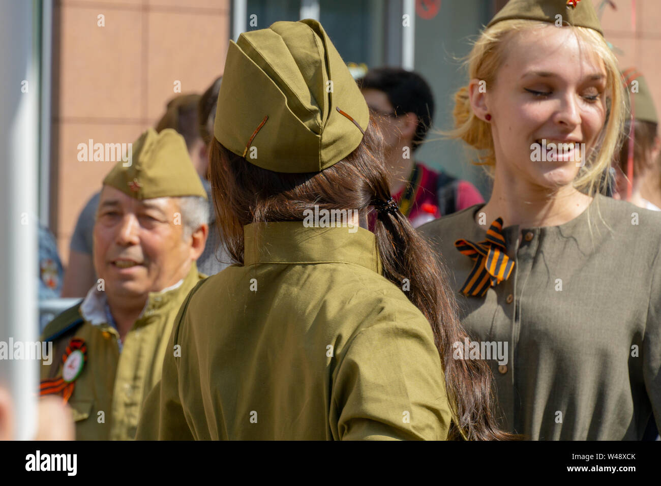 MOSCOW, RUSSIA - MAY 9, 2019: Immortal regiment procession in Victory ...