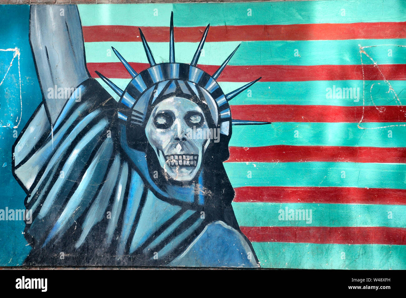 Anti American mural depicting the Statue of Liberty as death on the ...