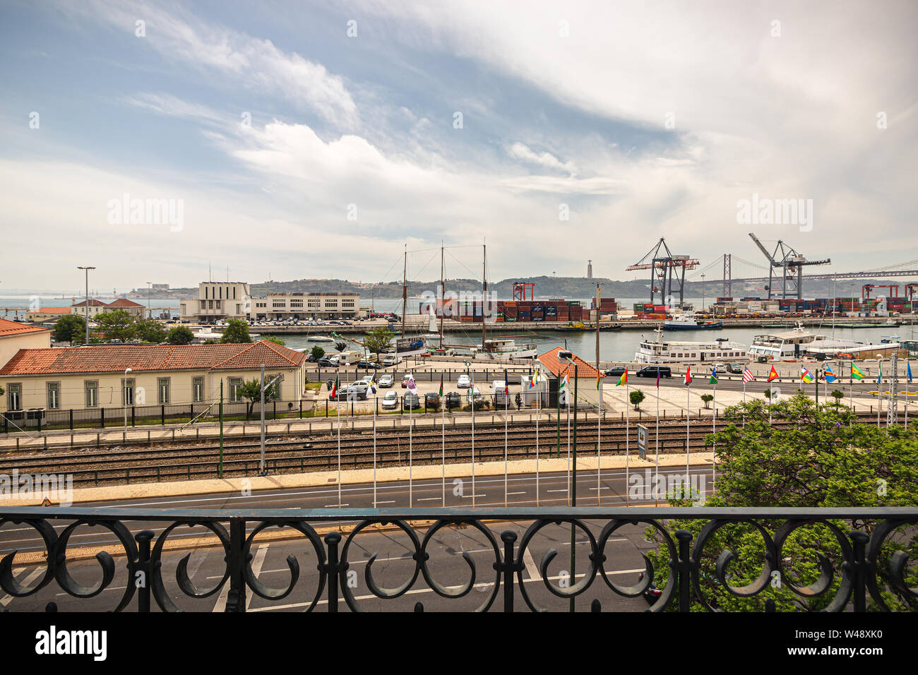 The Alcantara docks are an important port of Lisbon, Portugal Stock ...