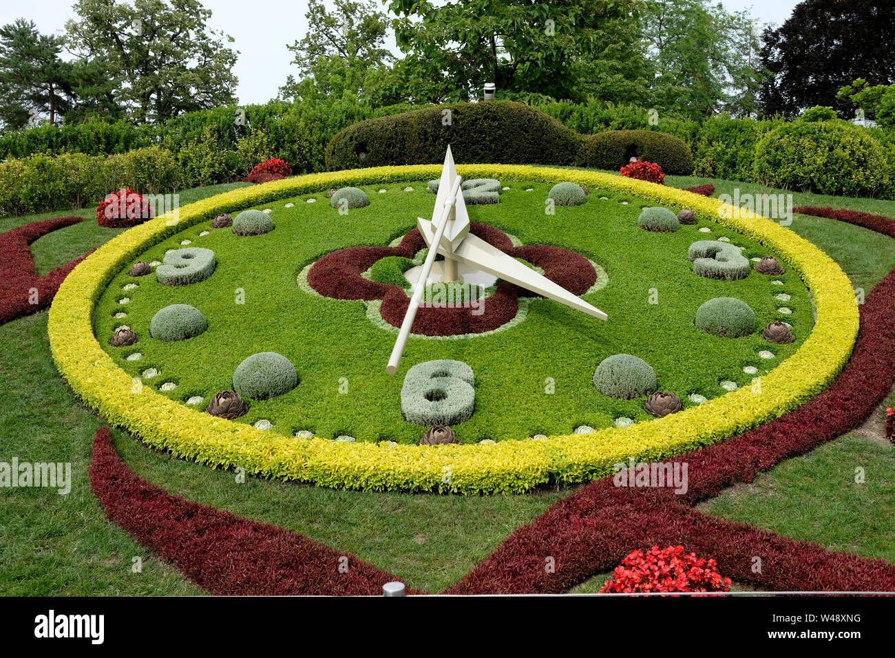 A general view of the flower clock in Geneva, Switzerland Stock Photo ...