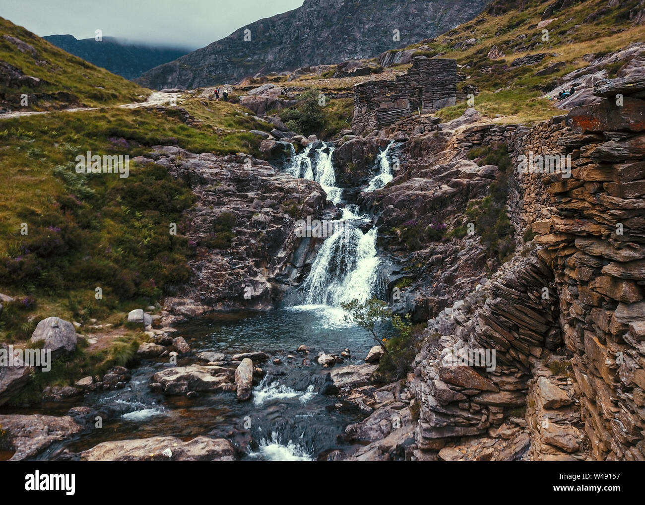 Snowdonia National Park, Wales- Aerial view of Watkins path and ...