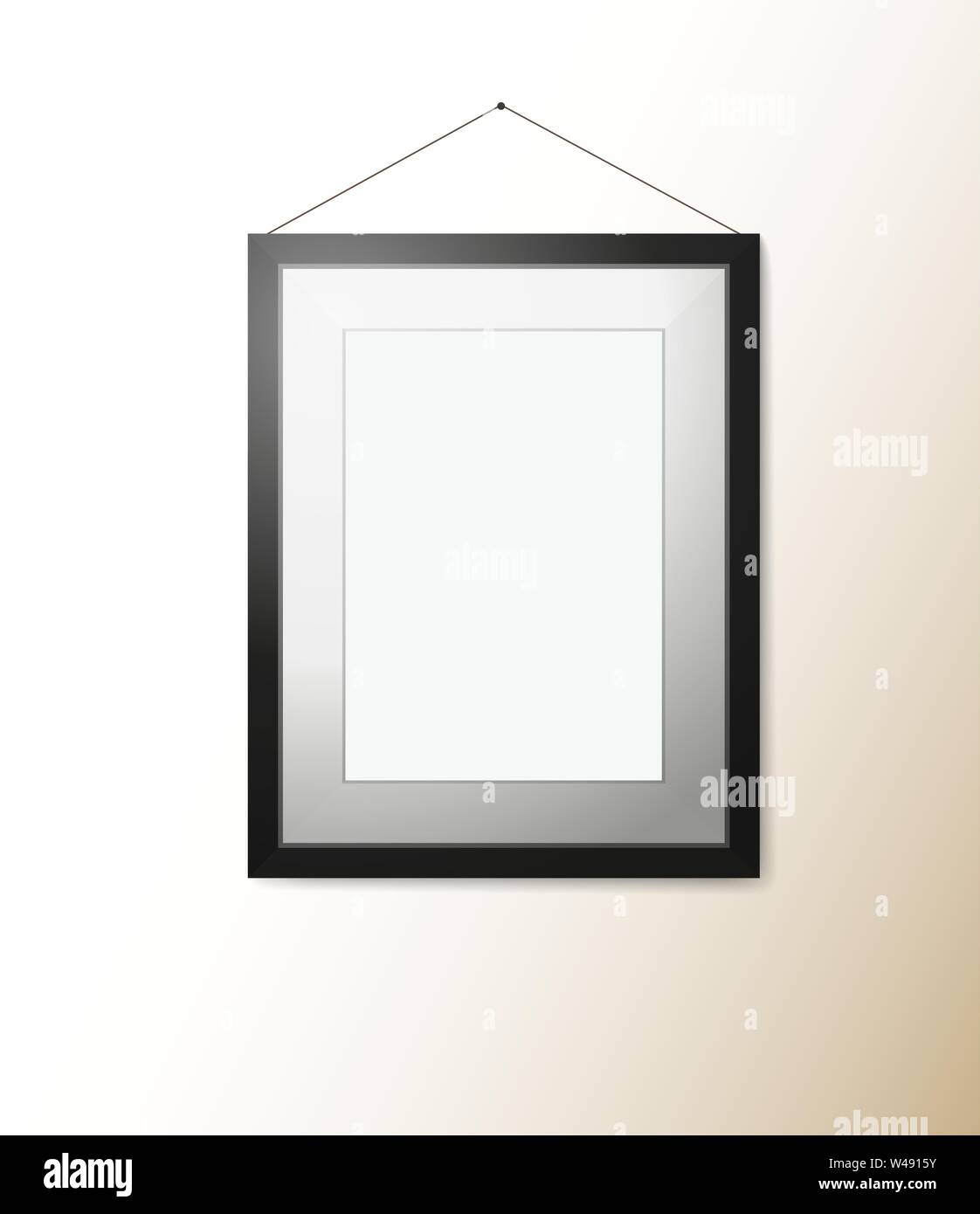 empty rectangular picture frame with shadow on wall vector illustration ...