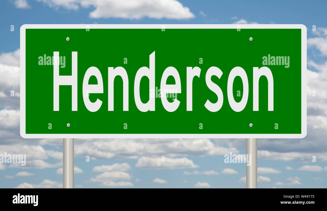 Rendering of a green highway sign for Henderson Nevada Stock Photo - Alamy
