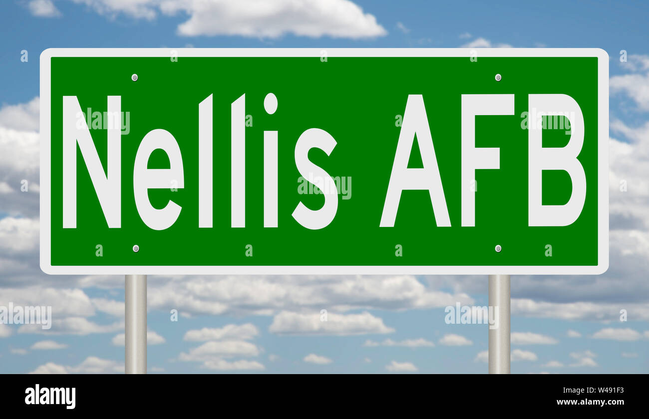 Rendering of a green highway sign for Nellis AFB Stock Photo - Alamy