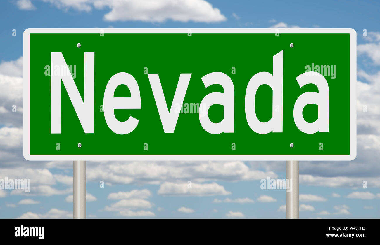 Rendering of a green highway sign for Nevada Stock Photo - Alamy