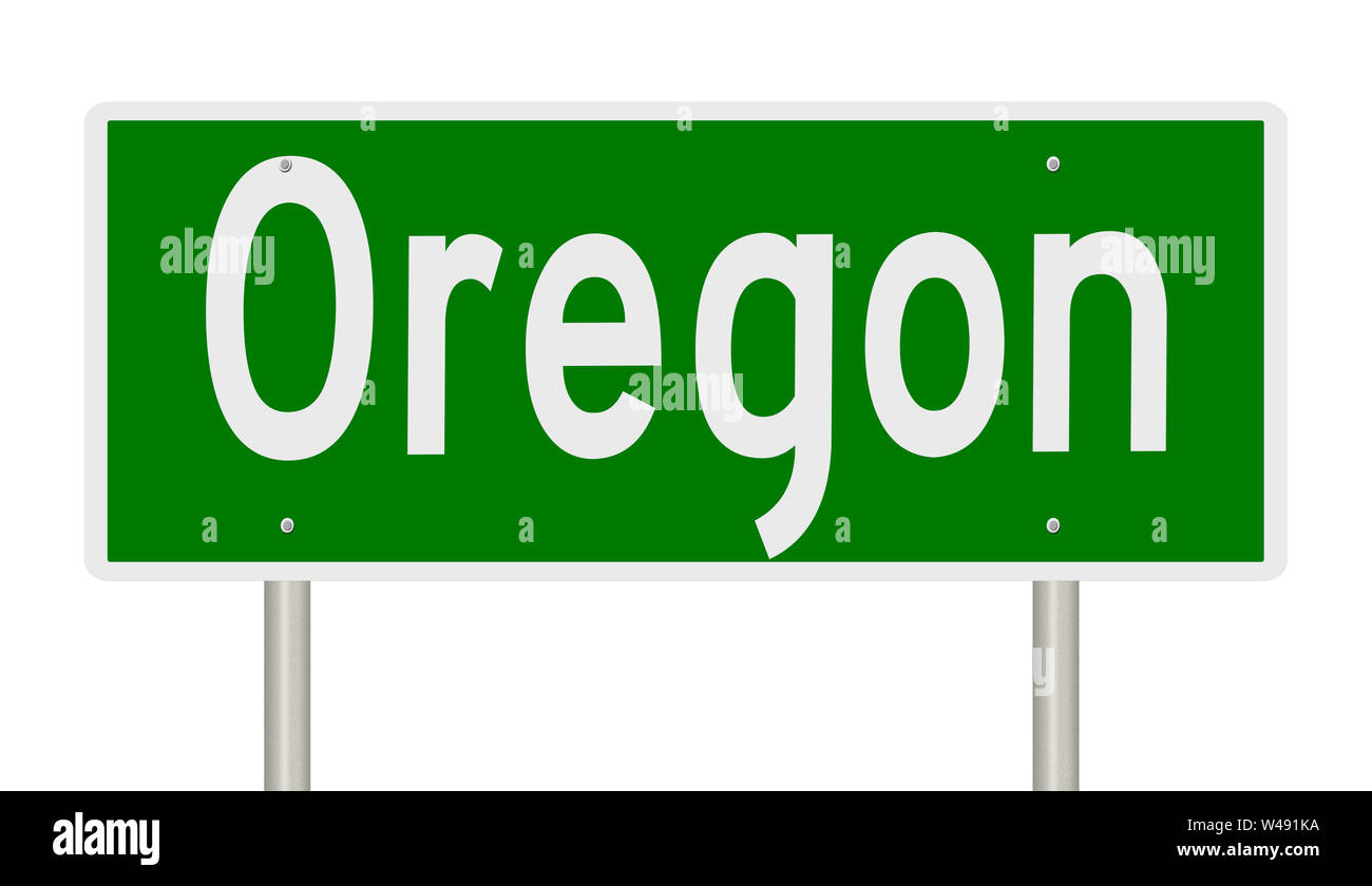 Rendering of a green highway sign for Oregon Stock Photo - Alamy