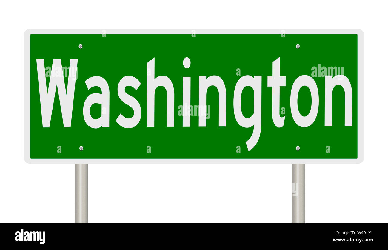 Rendering of a green highway sign for Washington Stock Photo - Alamy