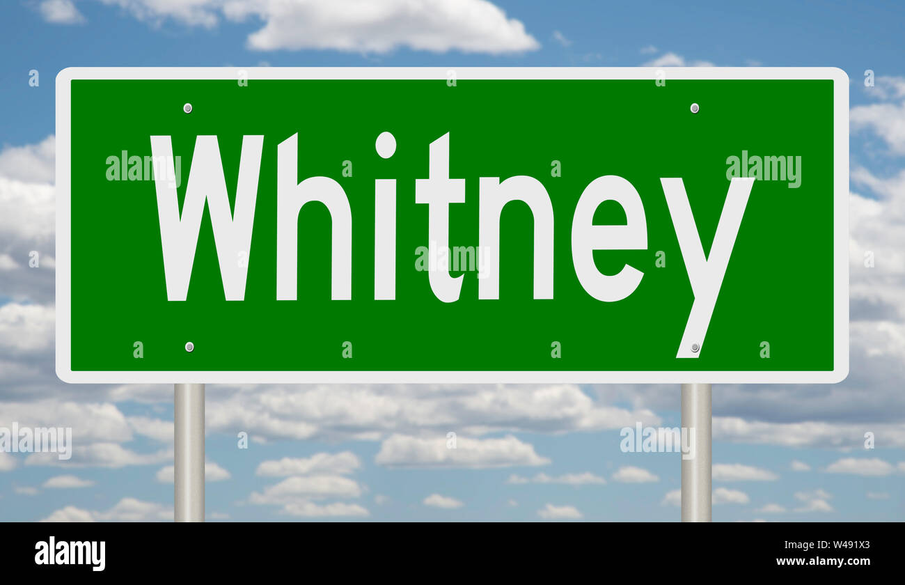 Rendering of a green highway sign for Whitney Nevada Stock Photo - Alamy