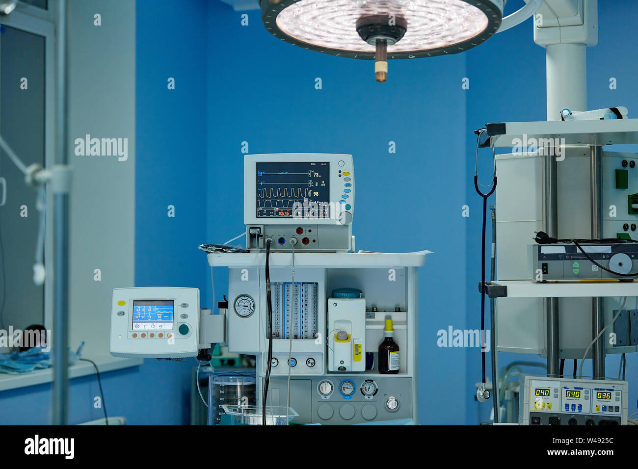 Interior of an operating room in a modern clinic. Plastic surgery, life ...