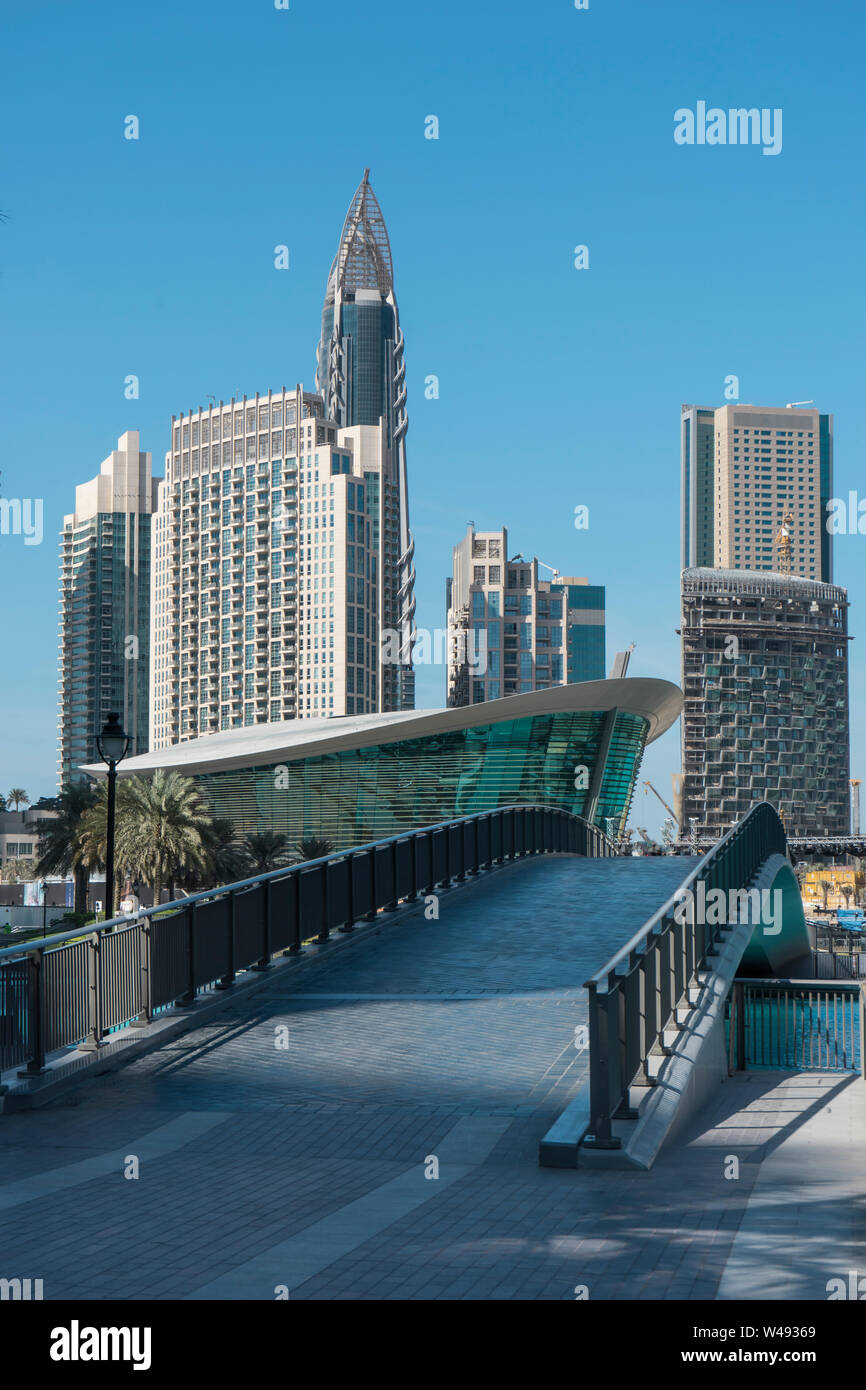 Cityscape, Bridge over the Canal in the Downtown, Business Bay, Dubai ...