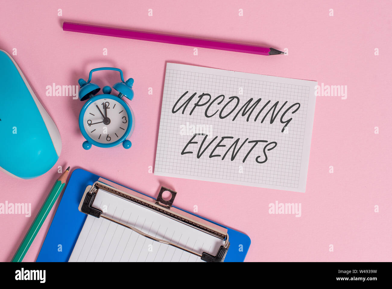 Writing note showing Upcoming Events. Business concept for the ...