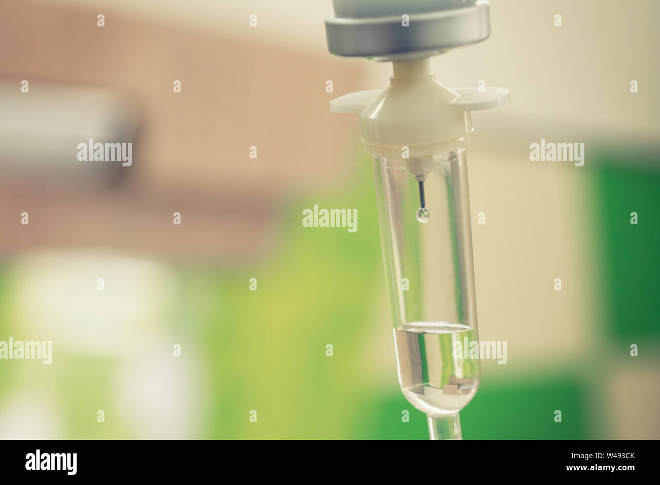 Saline solution drip for treatment patient in the hospital Stock Photo ...