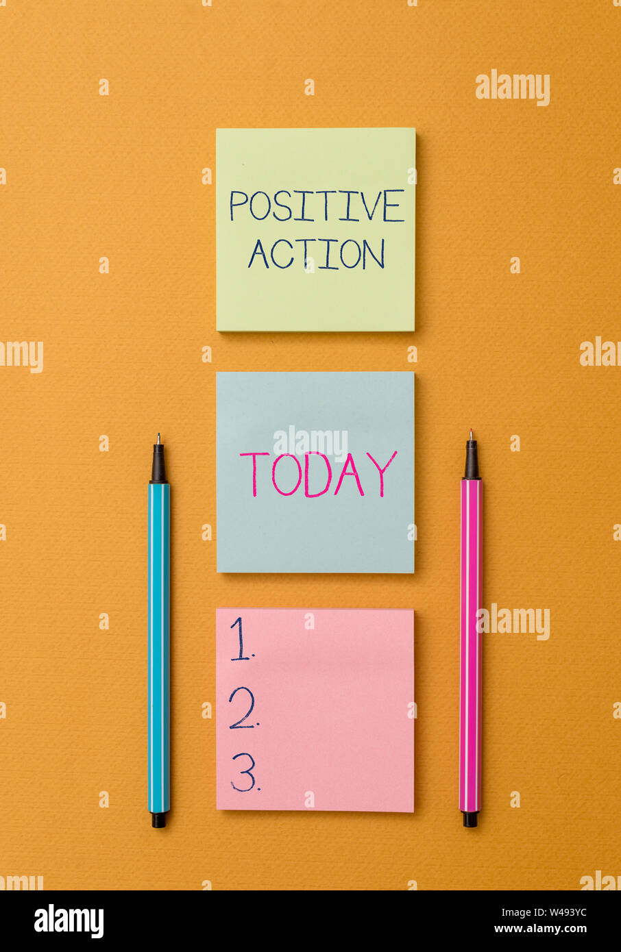 Writing note showing Positive Action. Business concept for doing good ...