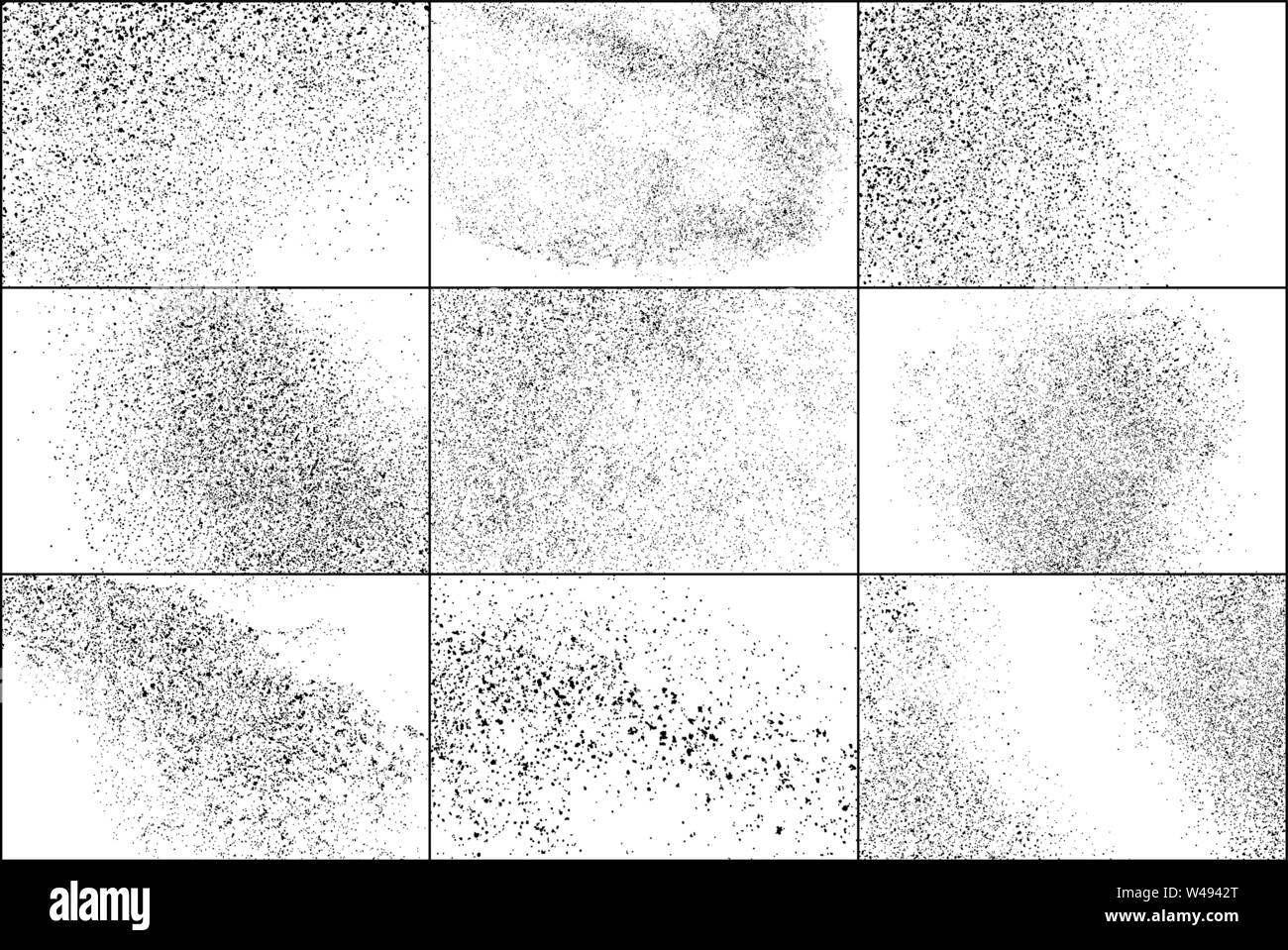 Set of Black Grainy Texture Isolated on White Background. Dust Overlay ...