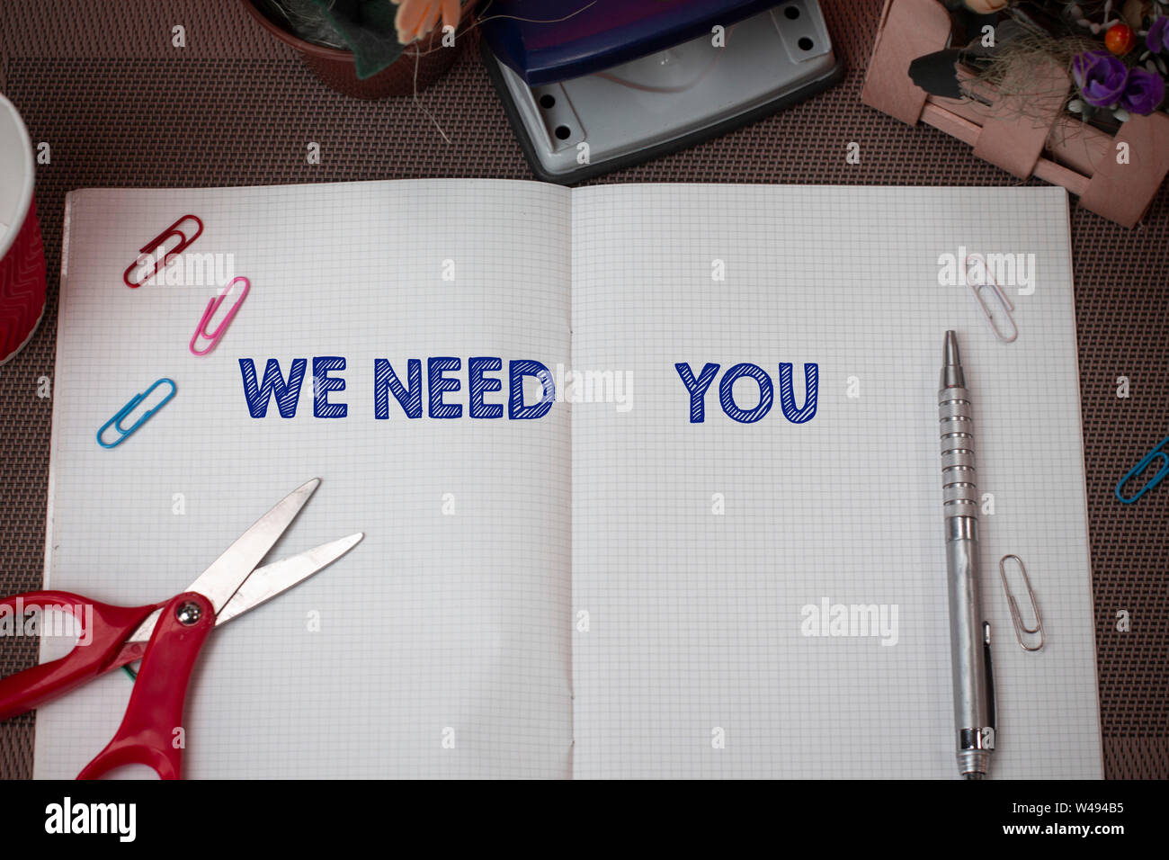 Writing note showing We Need You. Business concept for to fulfill the ...