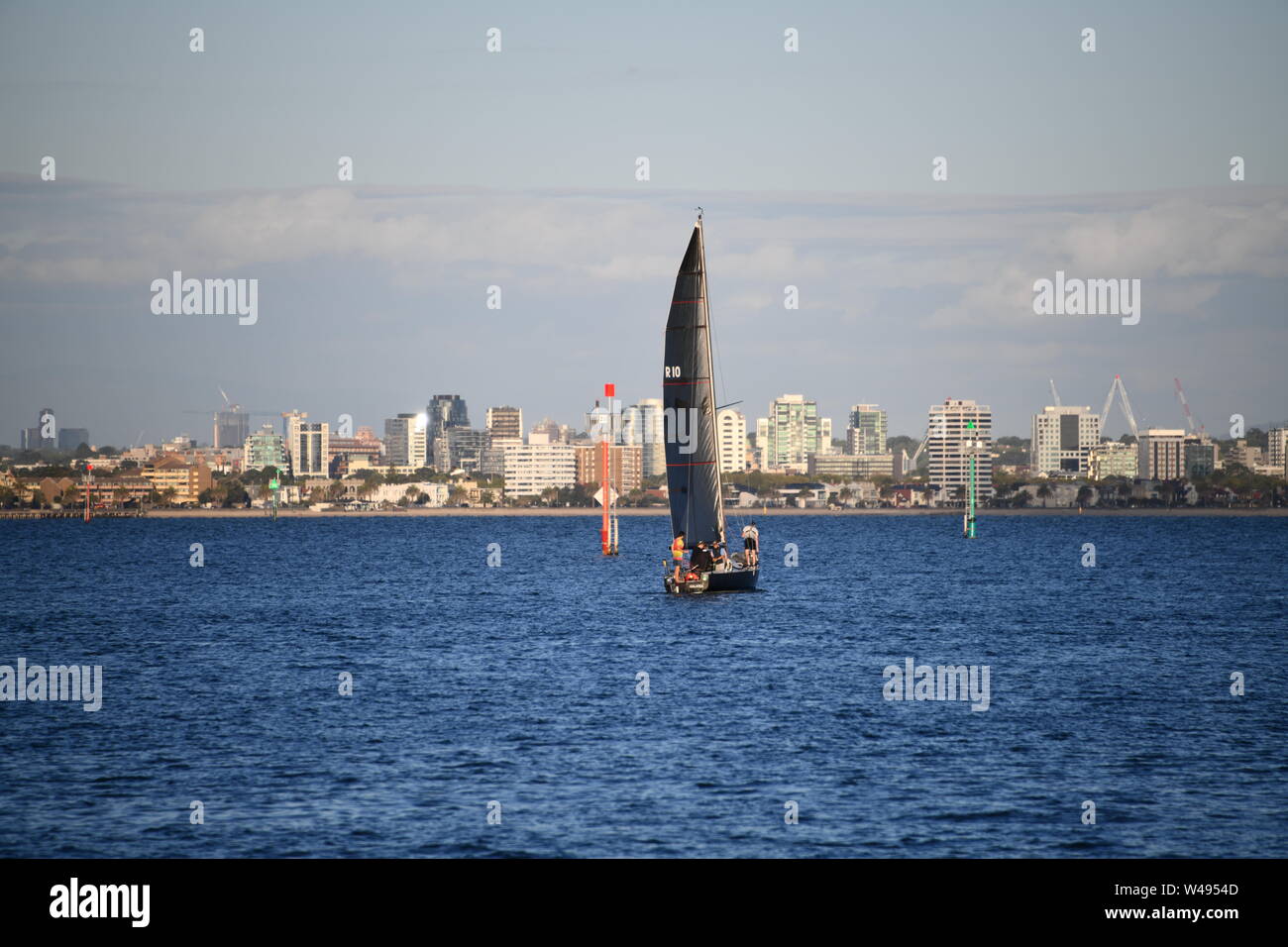 Sailing Yacht Boat in Sunny Afternoon on Port Phillip Bay Melbourne ...