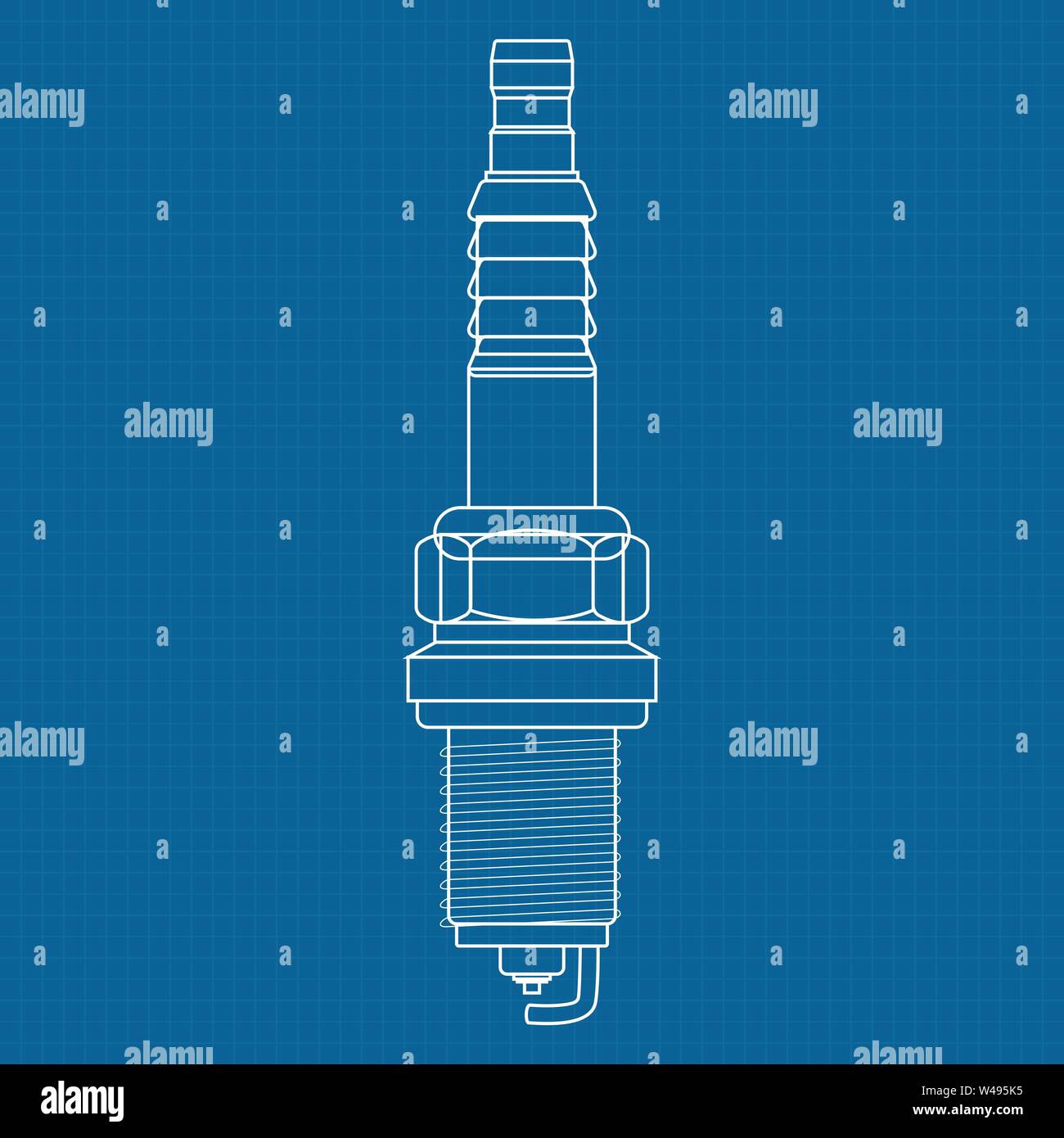 Spark Plug. Illustration on blueprint background Stock Vector Image ...