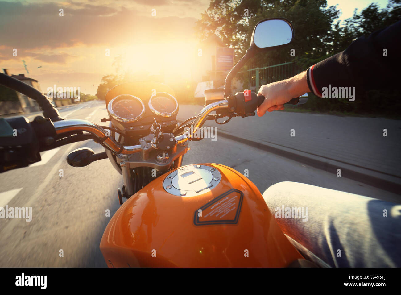 Drive a motorcycle on a sunny day Stock Photo - Alamy