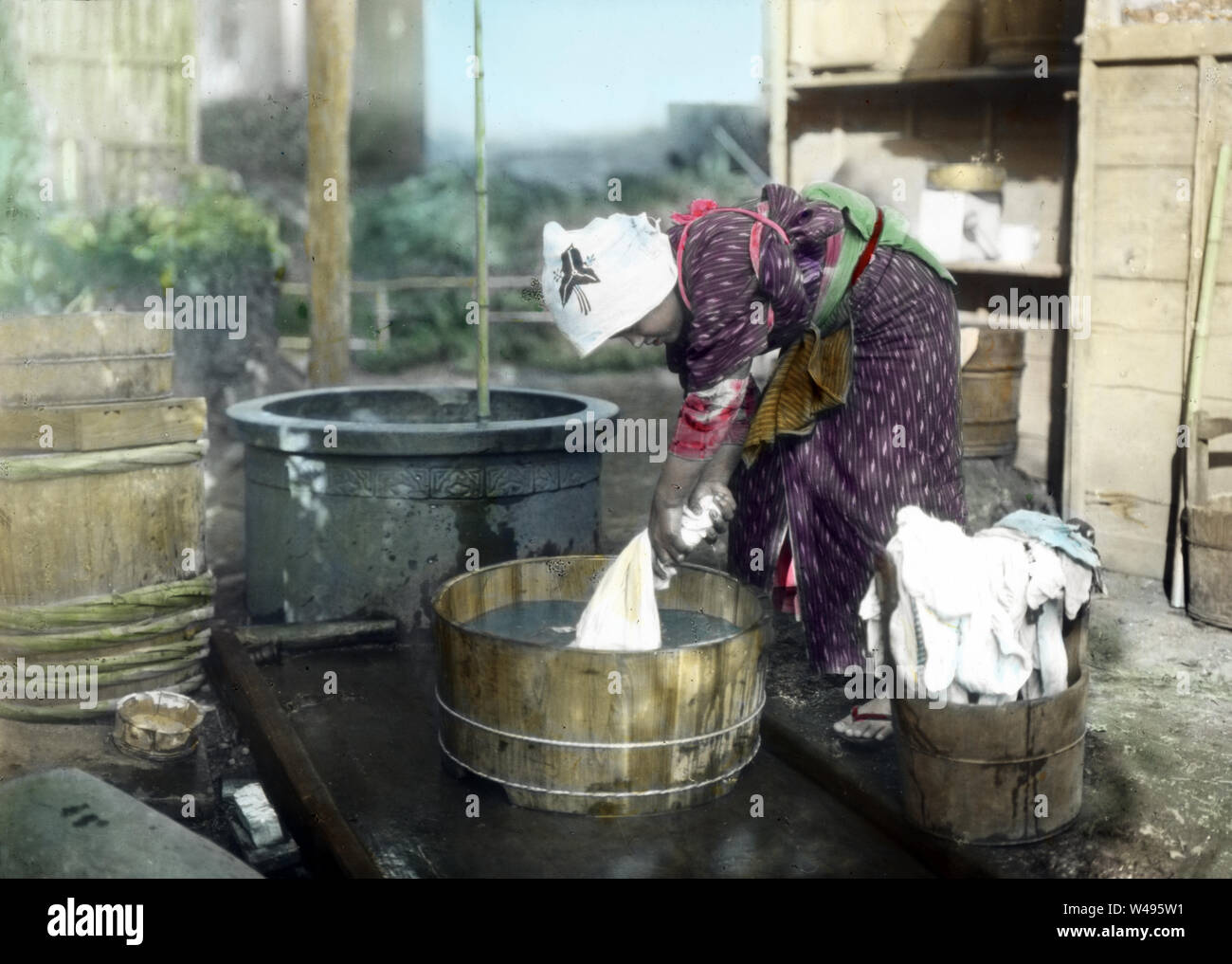 Japanese woman doing housework hi-res stock photography and images - Alamy
