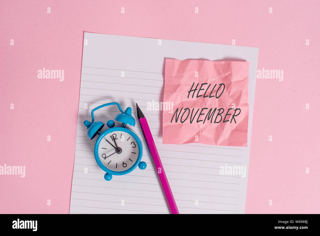Writing note showing Hello November. Business concept for Welcome the ...
