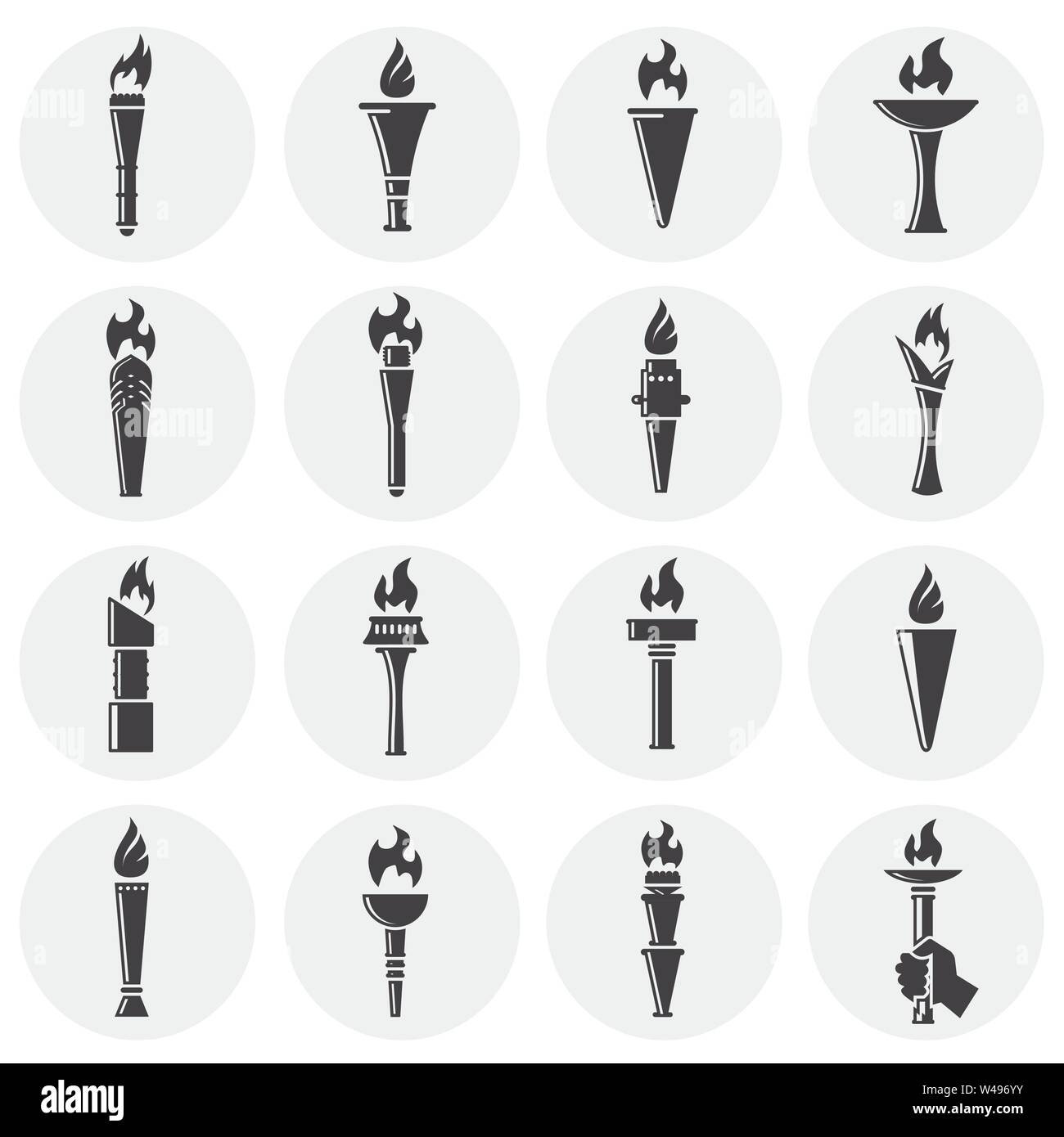 Torch icons set on background for graphic and web design. Simple ...