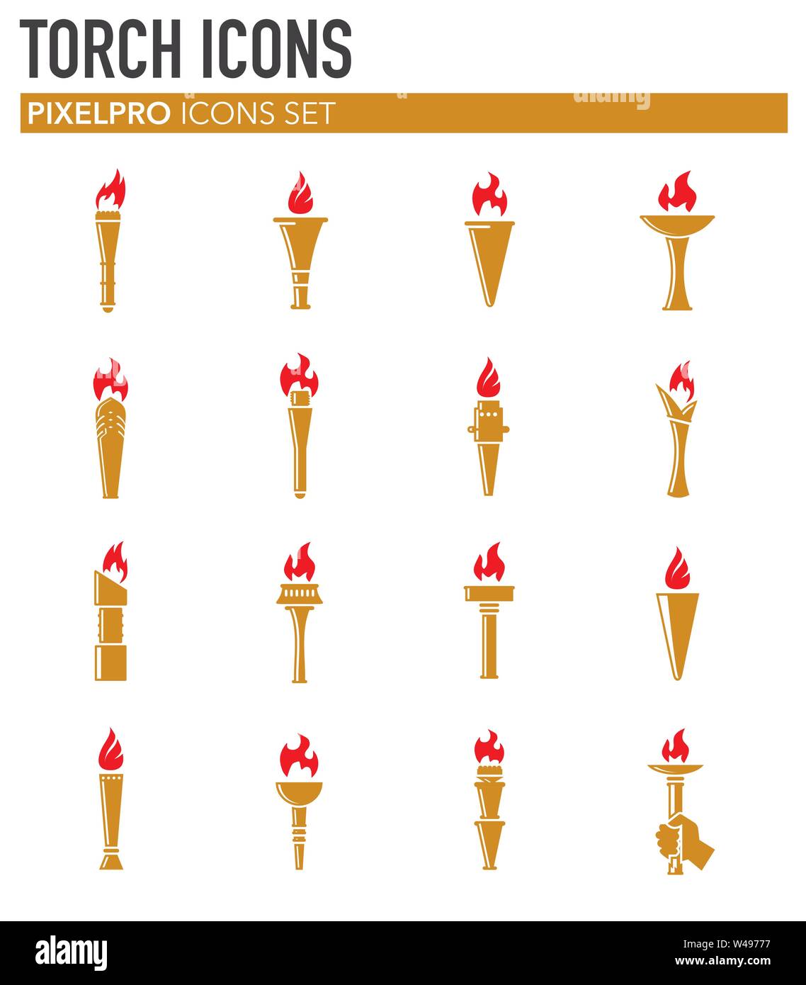 Torch icons set on background for graphic and web design. Simple ...