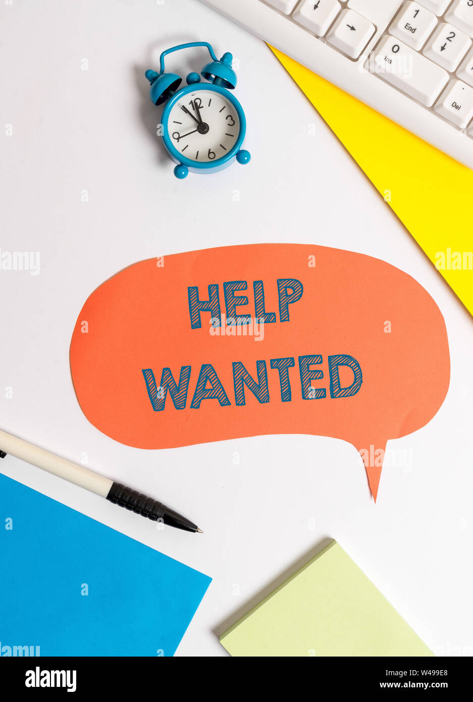 Writing note showing Help Wanted. Business concept for An ad in the ...
