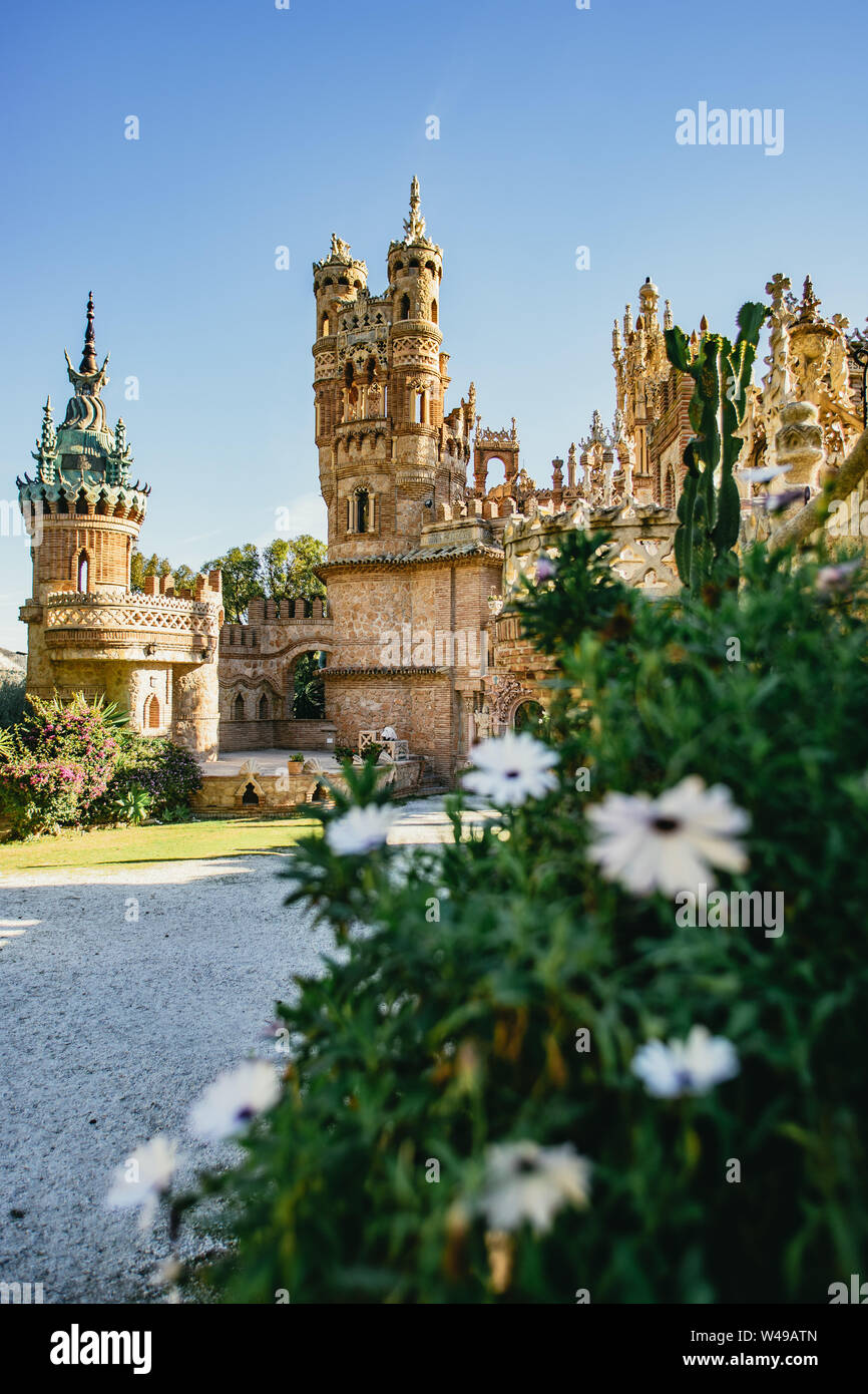 Ornate turrets on facade of Castillo de Colomares Stock Photo - Alamy