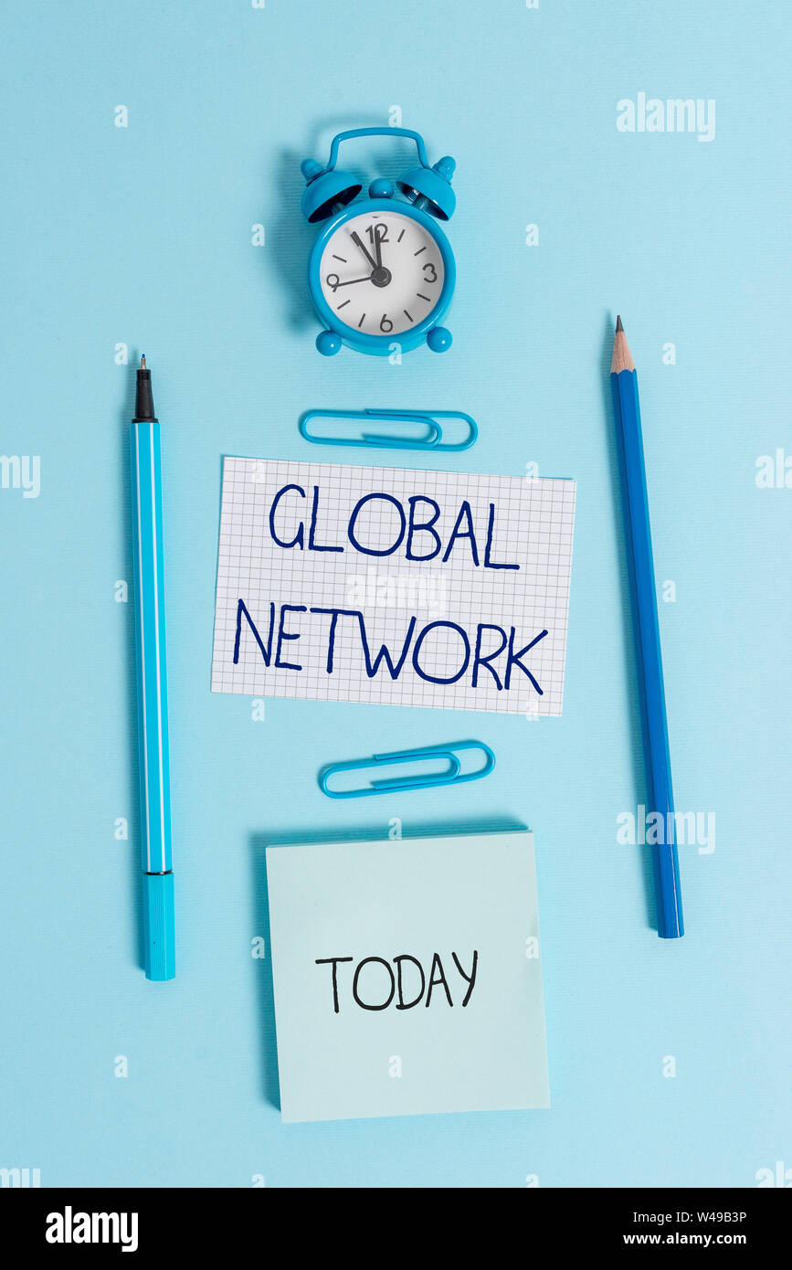 Writing note showing Global Network. Business concept for Any ...