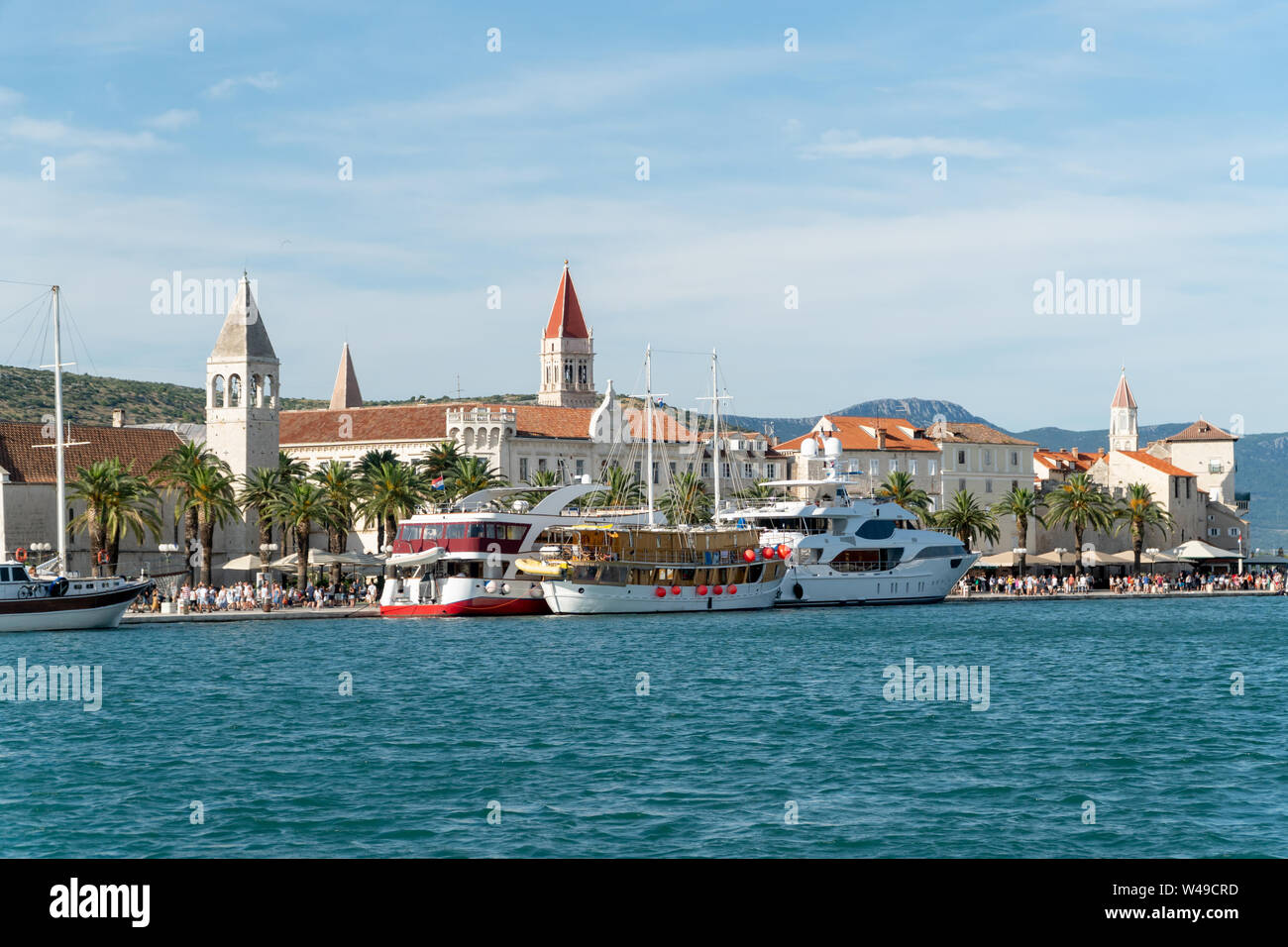 Waterfront view at coastal croatian town Trogir - famous touristic and ...