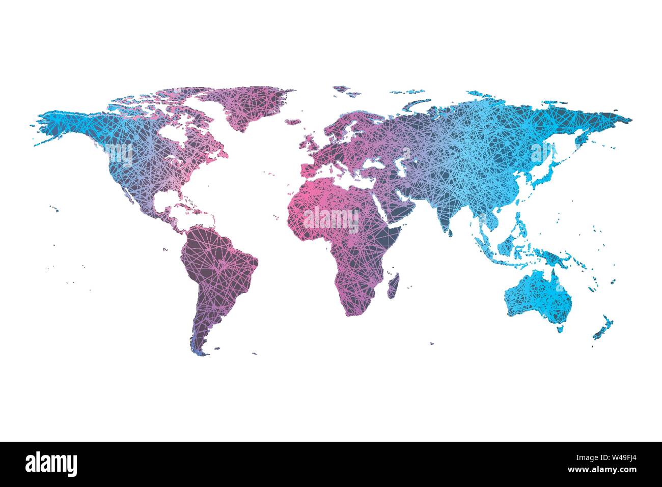 Global network connection plexus particle world map. World map point ...