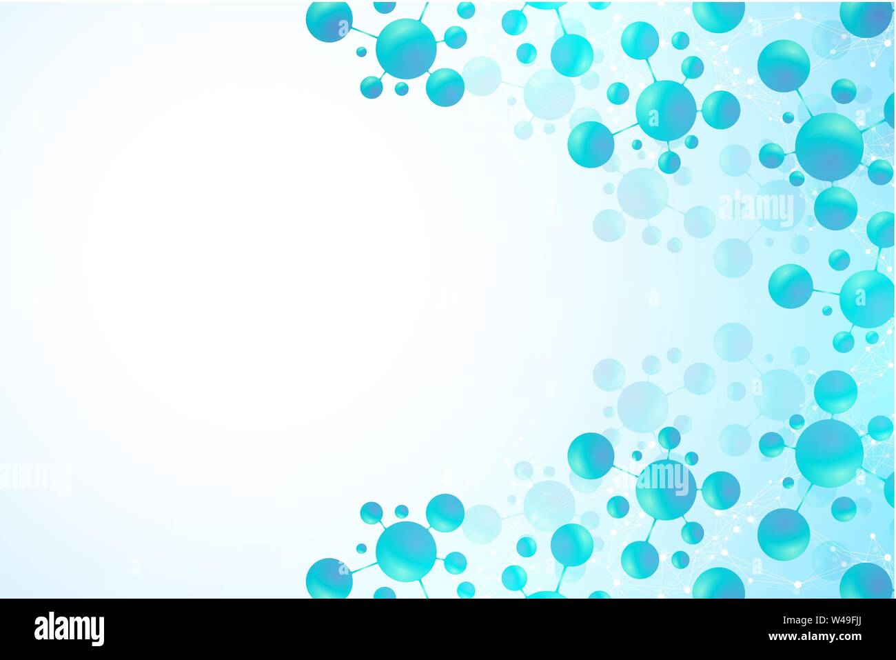 Abstract molecules background. DNA, Atoms. Molecular structure with ...