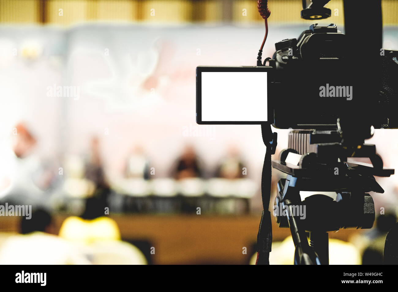 professional video production camera recording live event on stage ...