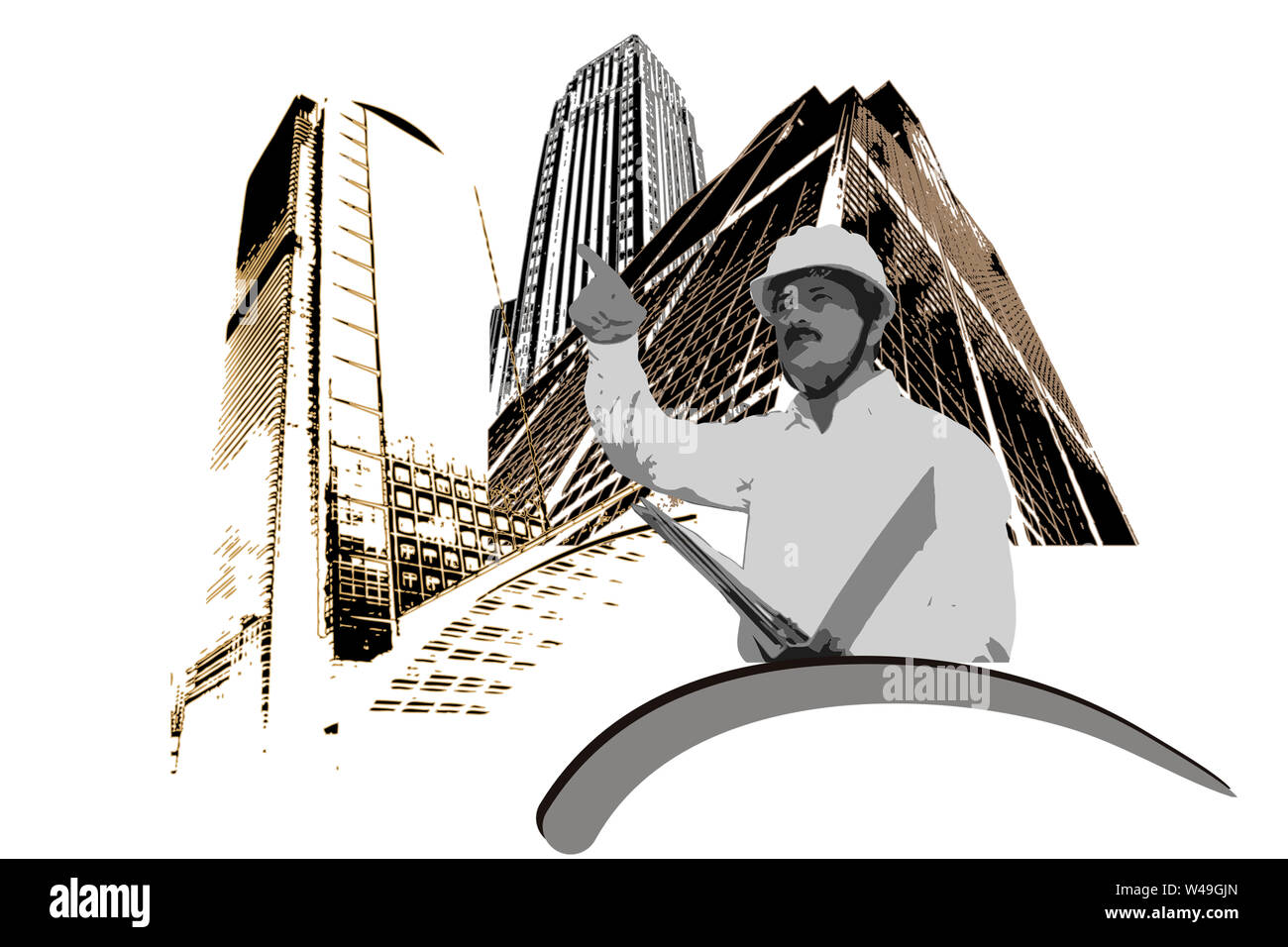 Architect pointing with construction site in the background Stock Photo ...