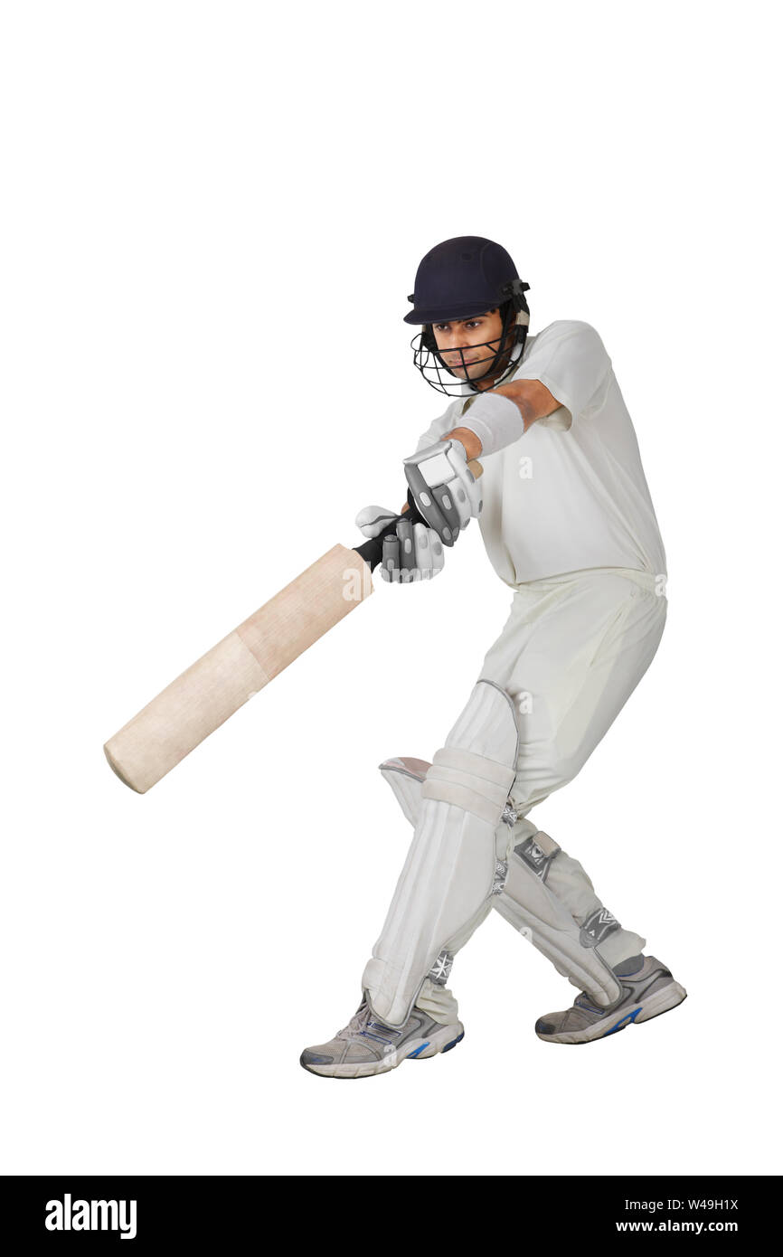Man playing cricket Stock Photo - Alamy
